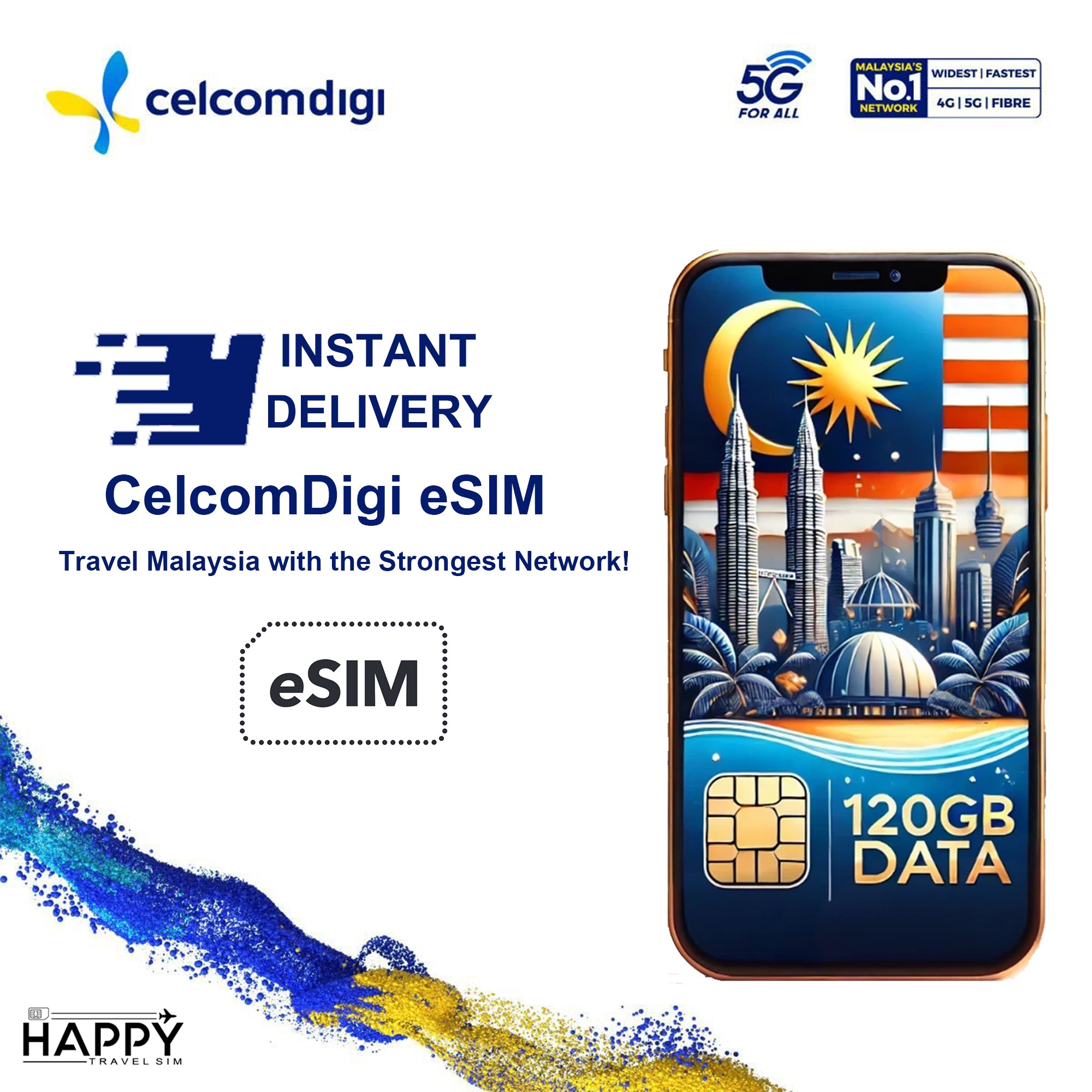 30-Day 300GB Malaysia Tourist eSIM | CelcomDigi 5G | Local Number ...